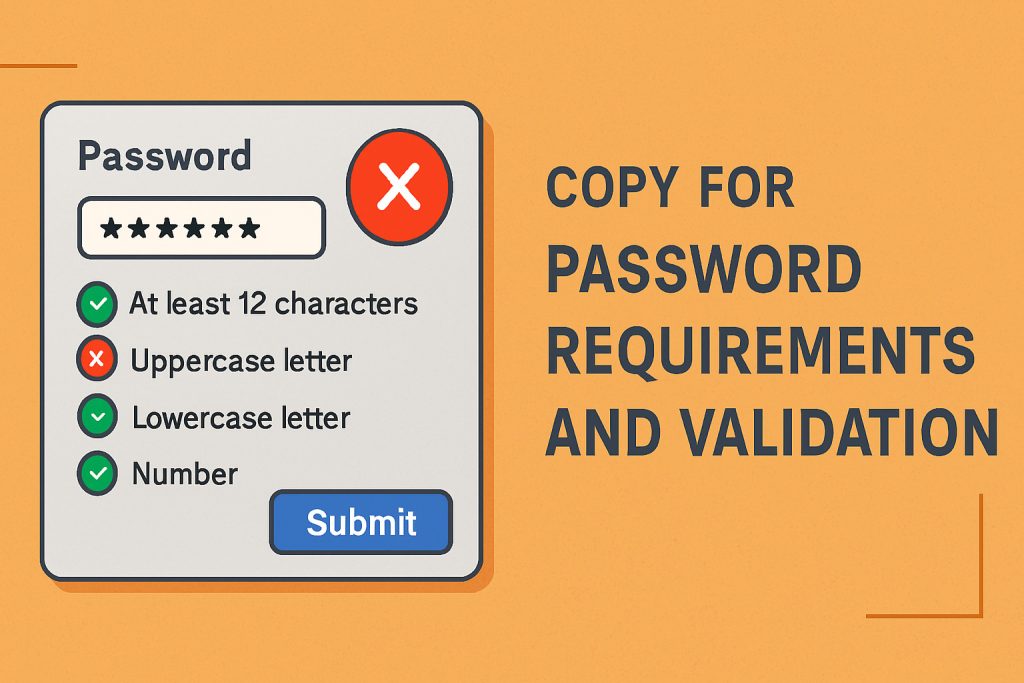 Copy for Password Requirements and Validation - UI Content